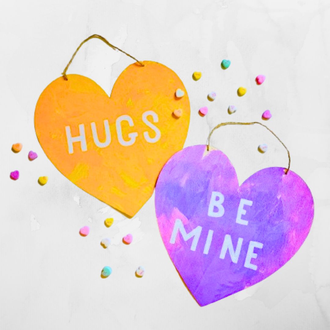 DIY Painted Conversation Hearts - That Mama Chick